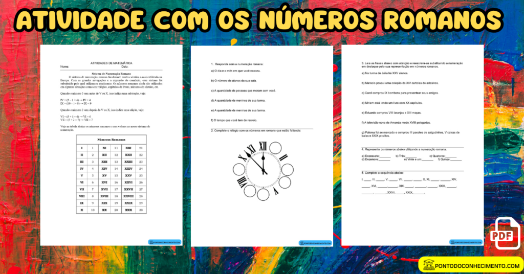 Arquivo de Atividade com os números romanos - Ponto do Conhecimento Arquivo de Atividade com os números romanos - Ponto do Conhecimento