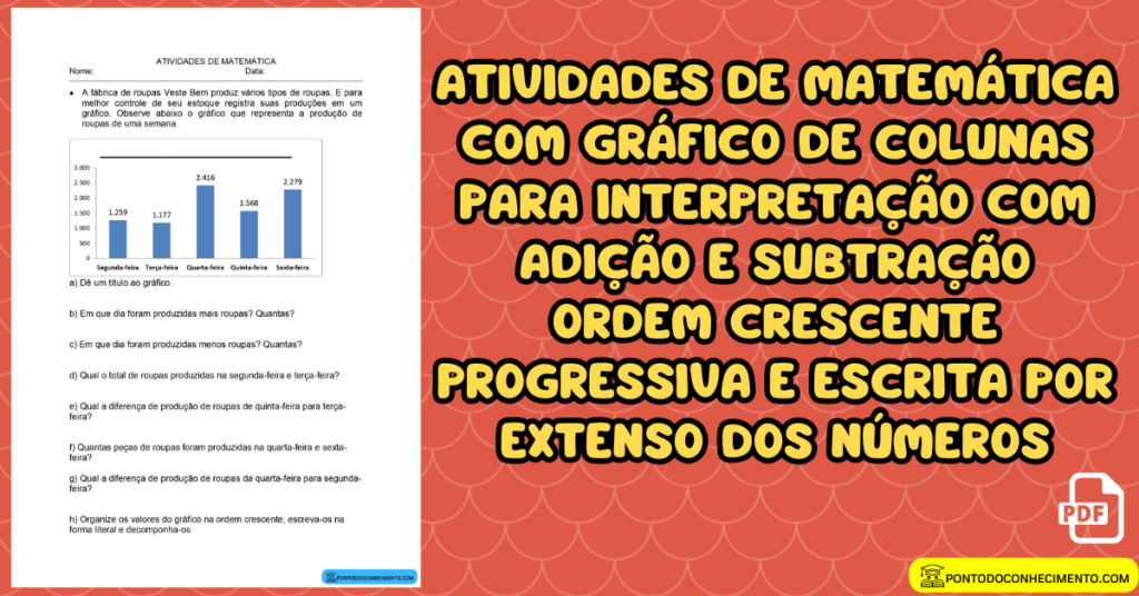 Arquivo de Atividades com gráfico de colunas para interpretação com ...