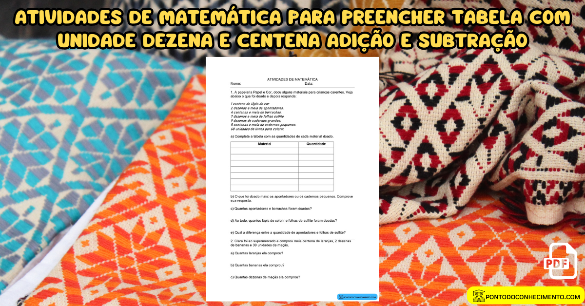 Arquivo de Exercícios para preencher tabela com unidade dezena e ...